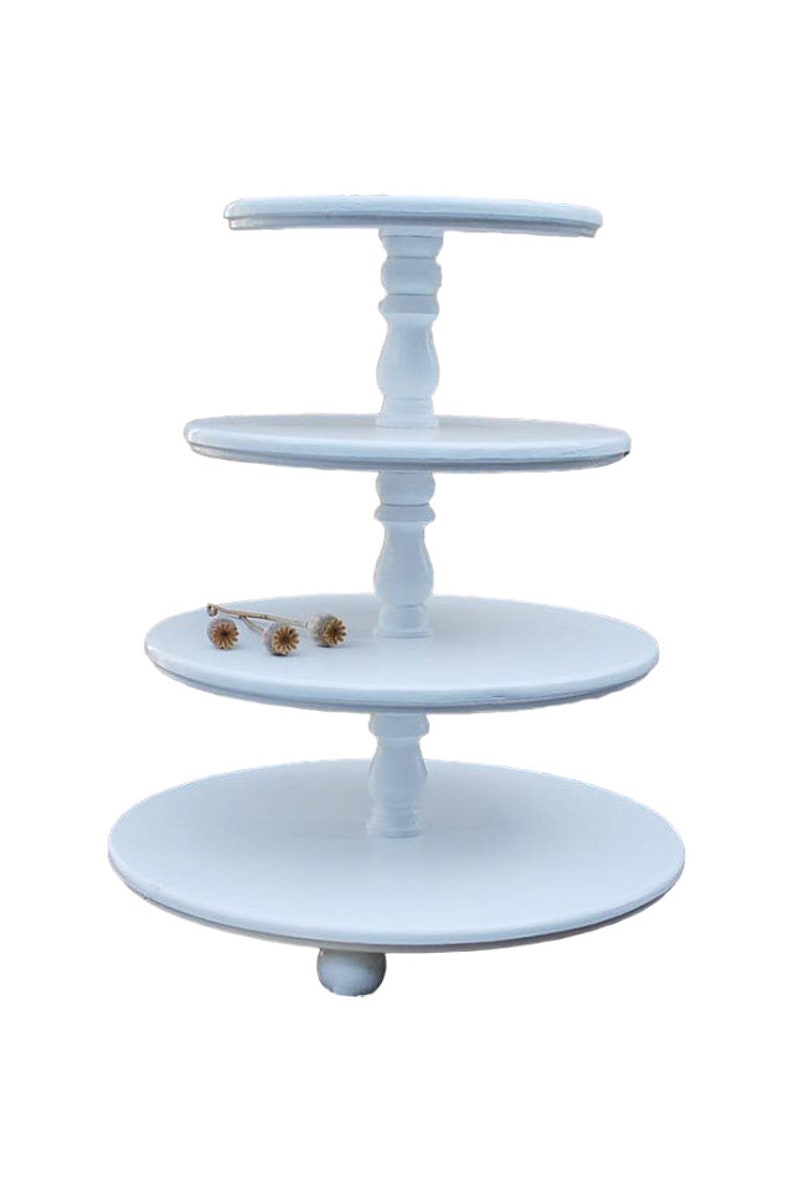 4 Tier Wooden Cupcake Stand With Cake Plate Topper for Country - Etsy