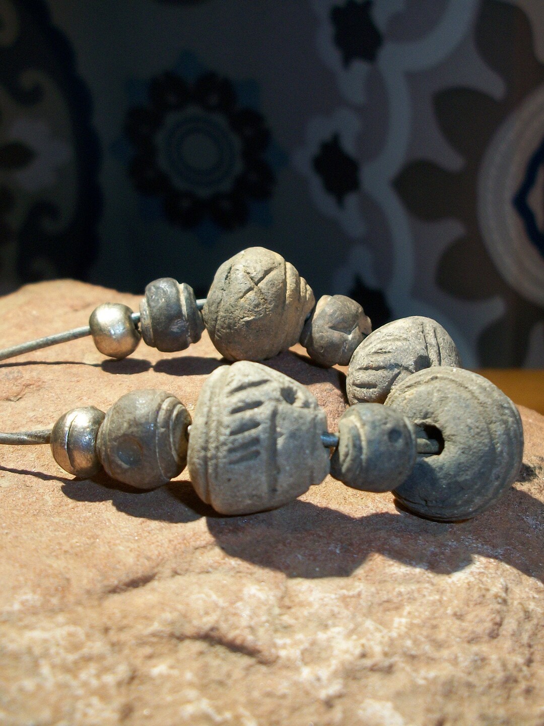Ancient Clay Spindle Whorl Beads Leather Necklace - Etsy