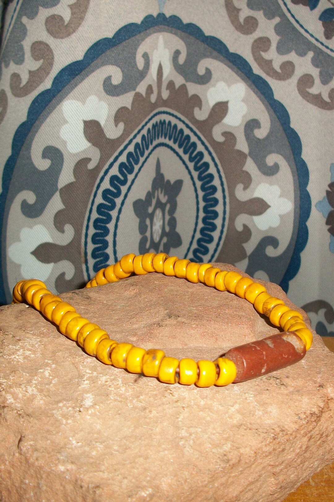 Men's Old Butterscotch Pipestone Bead Leather Necklace - Etsy