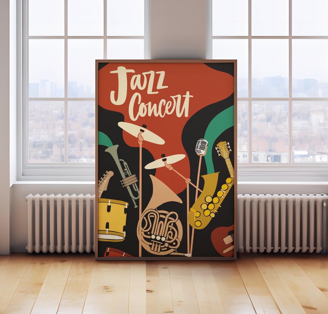 Retro Jazz Poster, Jazz Wall Art, Retro Jazz Print, Retro Music Wall ...