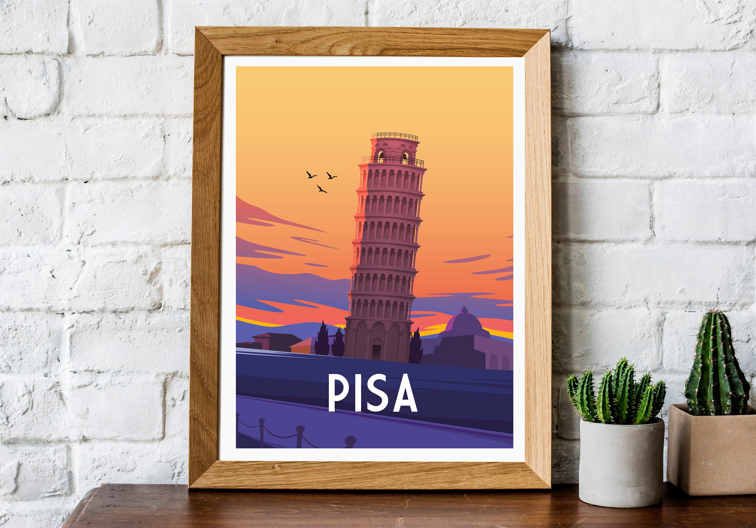 Tower of Pisa Travel Poster Retro Pisa Print Tuscany Travel - Etsy UK