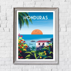 Honduras Print, Honduras Travel Poster, Honduras Poster, Honduras Wall ...