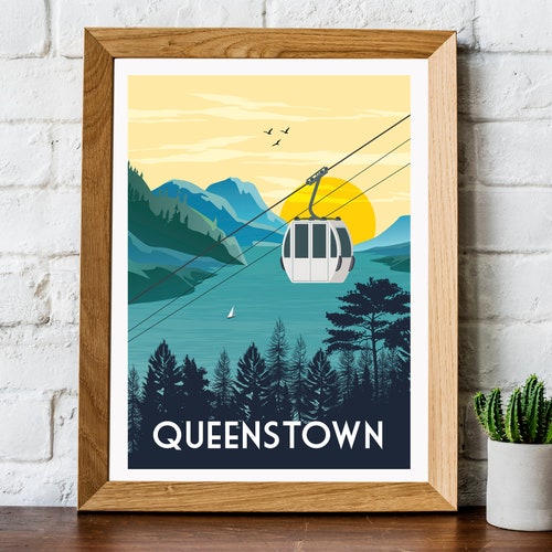 Queenstown New Zealand Vintage Travel Poster - Etsy UK