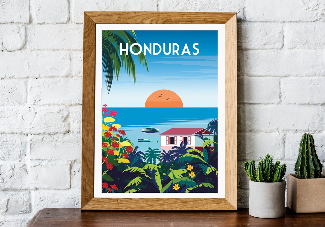 Honduras Print, Honduras Travel Poster, Honduras Poster, Honduras Wall ...