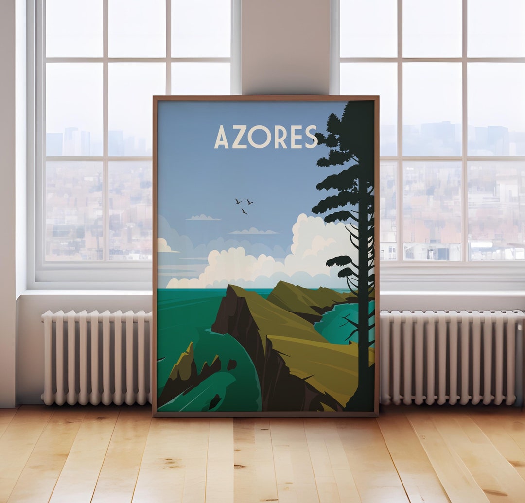 Azores Travel Print, Retro Azores Print, Azores Poster, Azores Travel ...