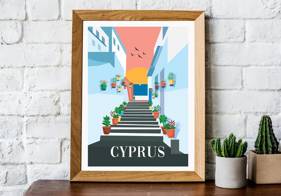 Cyprus Travel Poster Retro Cyprus Print Cyprus Wall Art | Etsy