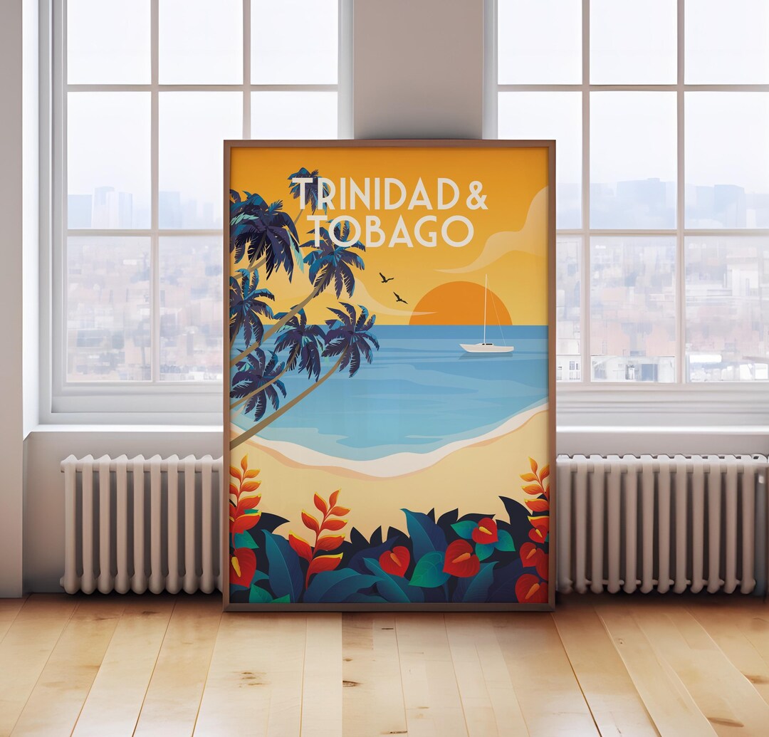 Trinidad & Tobago Travel Poster: Retro Caribbean Print - Etsy