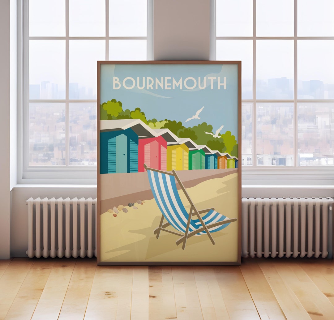 Bournemouth Travel Poster: Retro Beach Print - Etsy
