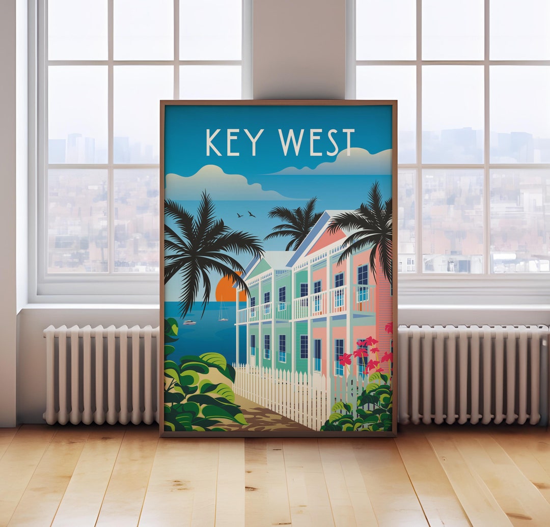 Retro Key West Travel Print: Vintage Florida Wall Art - Etsy UK