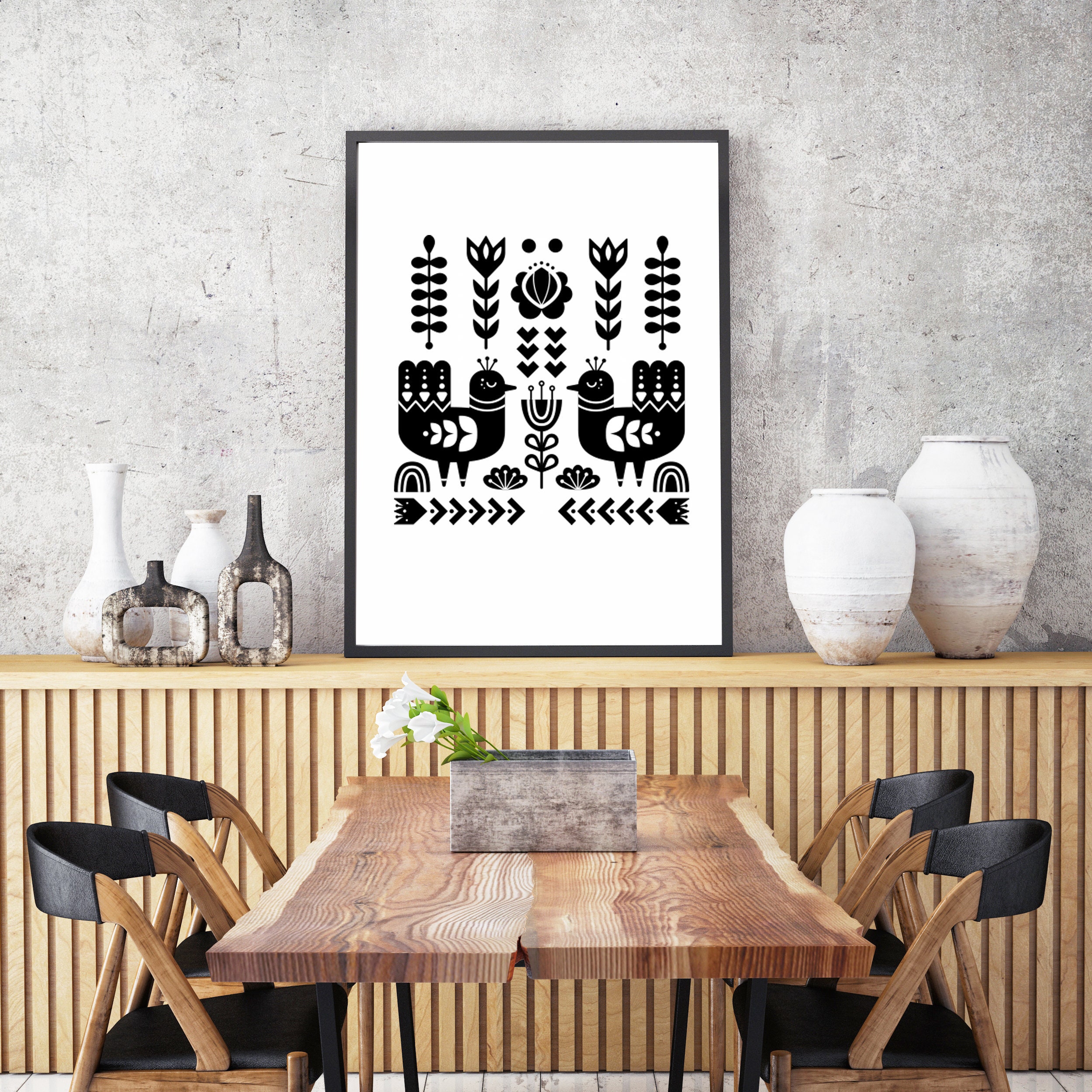 Folk print Scandi wall art set nordic print nordic wall | Etsy