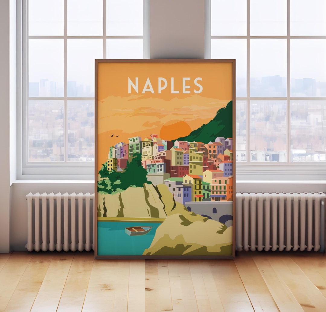 Naples Italy Travel Poster: Retro Wall Art Print - Etsy