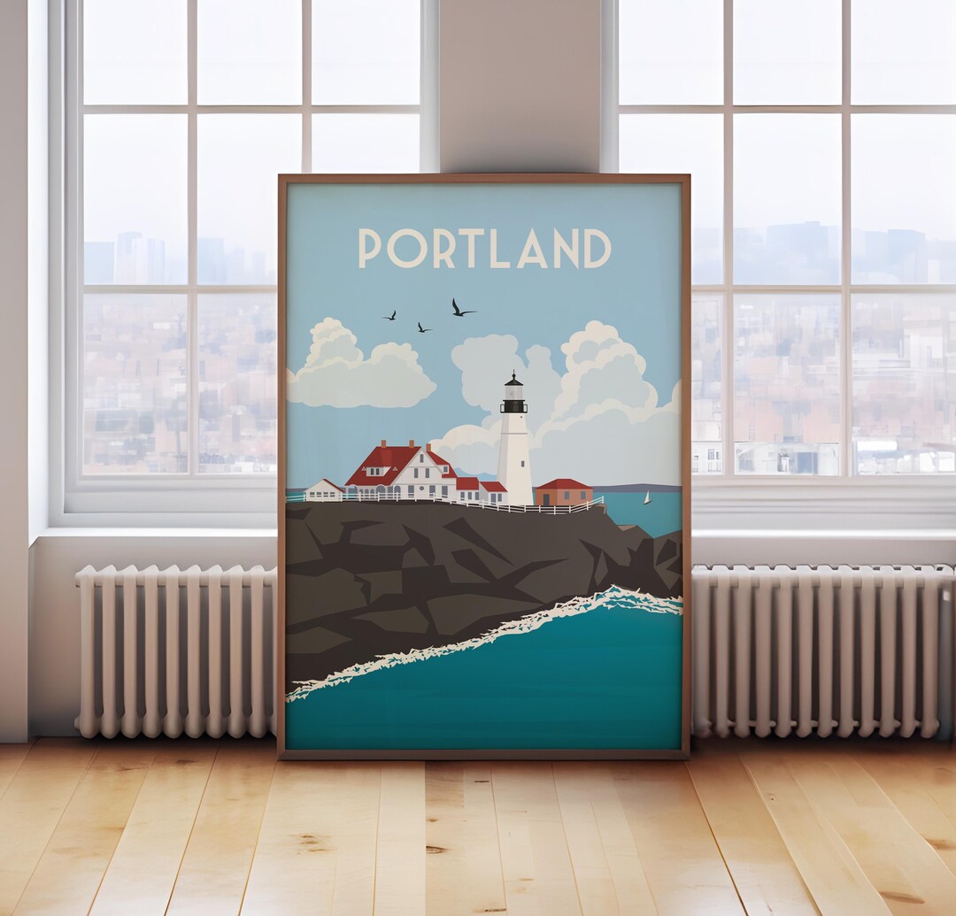 Portland Head Poster, Portland Poster, Portland Print, Portland Travel ...