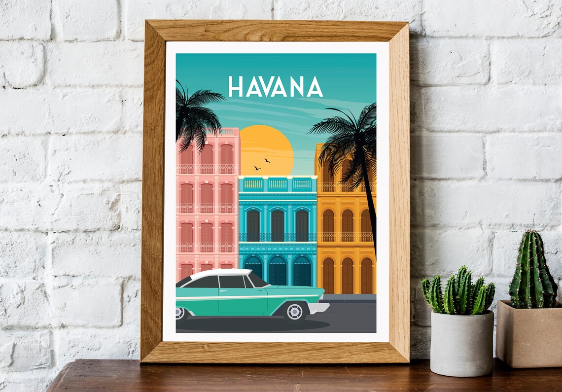 Havana Travel Poster Cuba Print Havana Print Habana Travel - Etsy