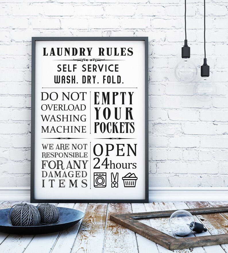 Laundry Room Sign Laundry Rules Print Laundry Sign Laundry Etsy