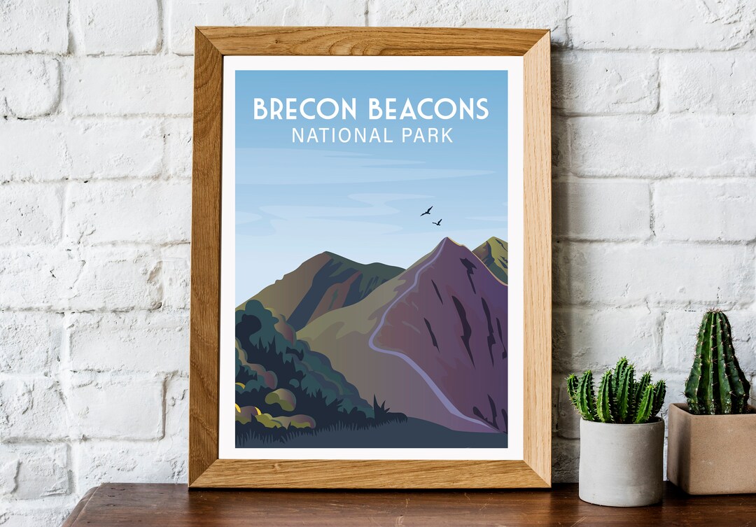 Brecon Beacons Print, Wales Travel Poster Brecon Beacons Travel Poster ...