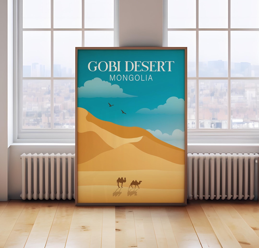 Gobi Desert Travel Poster: Retro Mongolia Print - Etsy