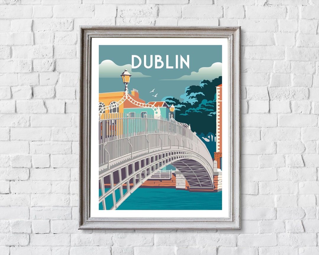 Dublin Travel Poster Retro Dublin Print Dublin Wall Art - Etsy
