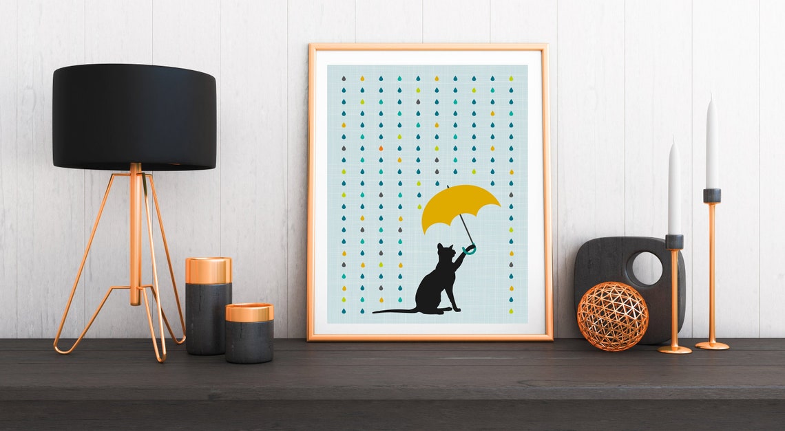 Retro Cat Print Cat Wall Art Cat Poster Cat Gift Retro | Etsy