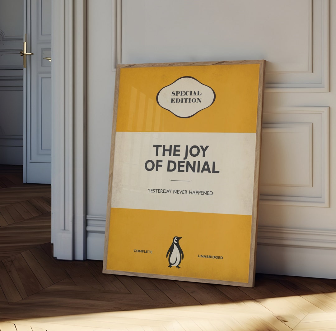 Funny Book Cover Print: the Joy of Denial, Quote Print, Office Wall Art ...