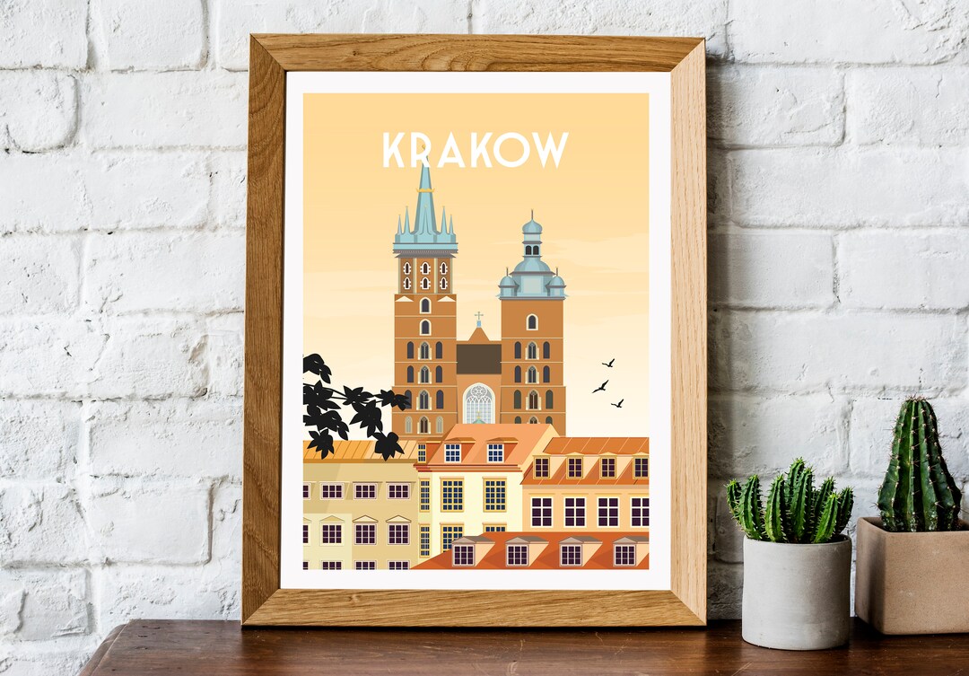Krakow Travel Poster, Retro Krakow Print, Krakow Wall Art, Krakow ...