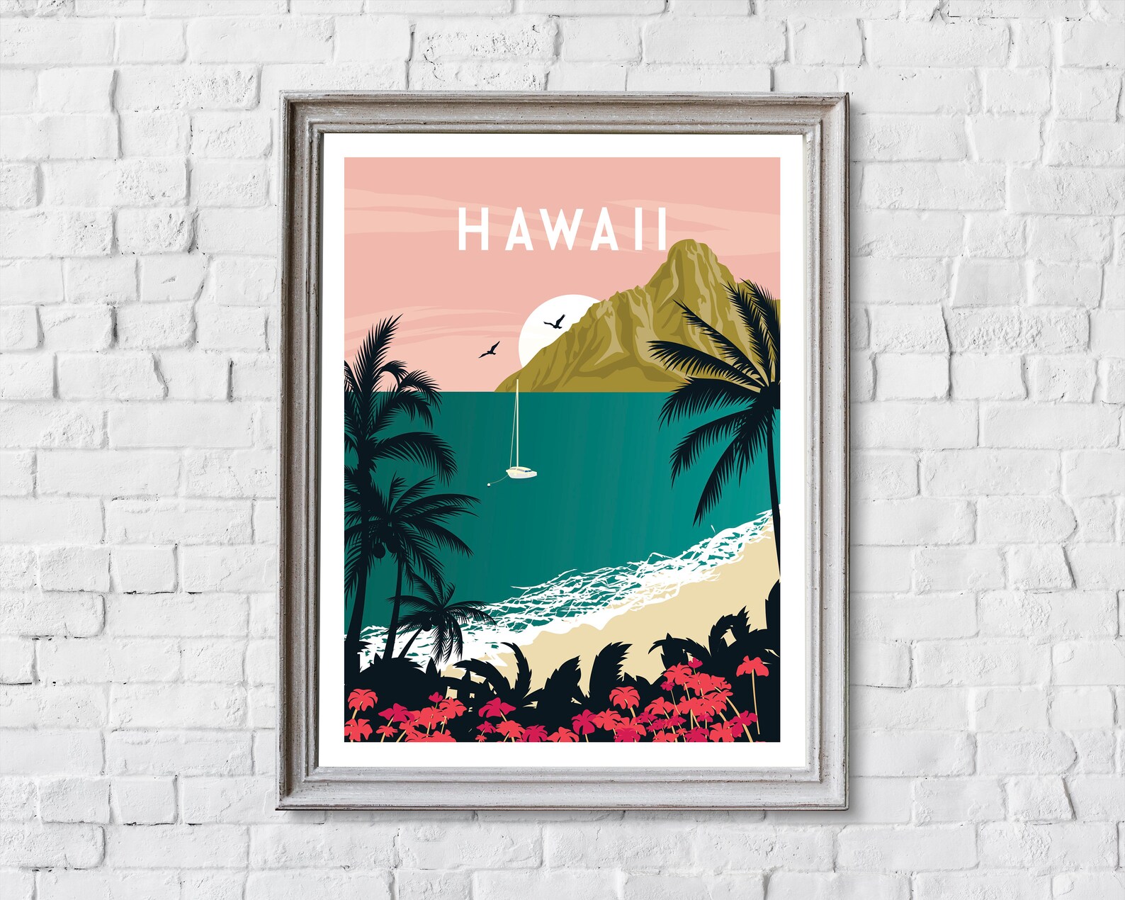 Retro Hawaii Travel Print Retro Hawaii Poster Hawaii Print - Etsy