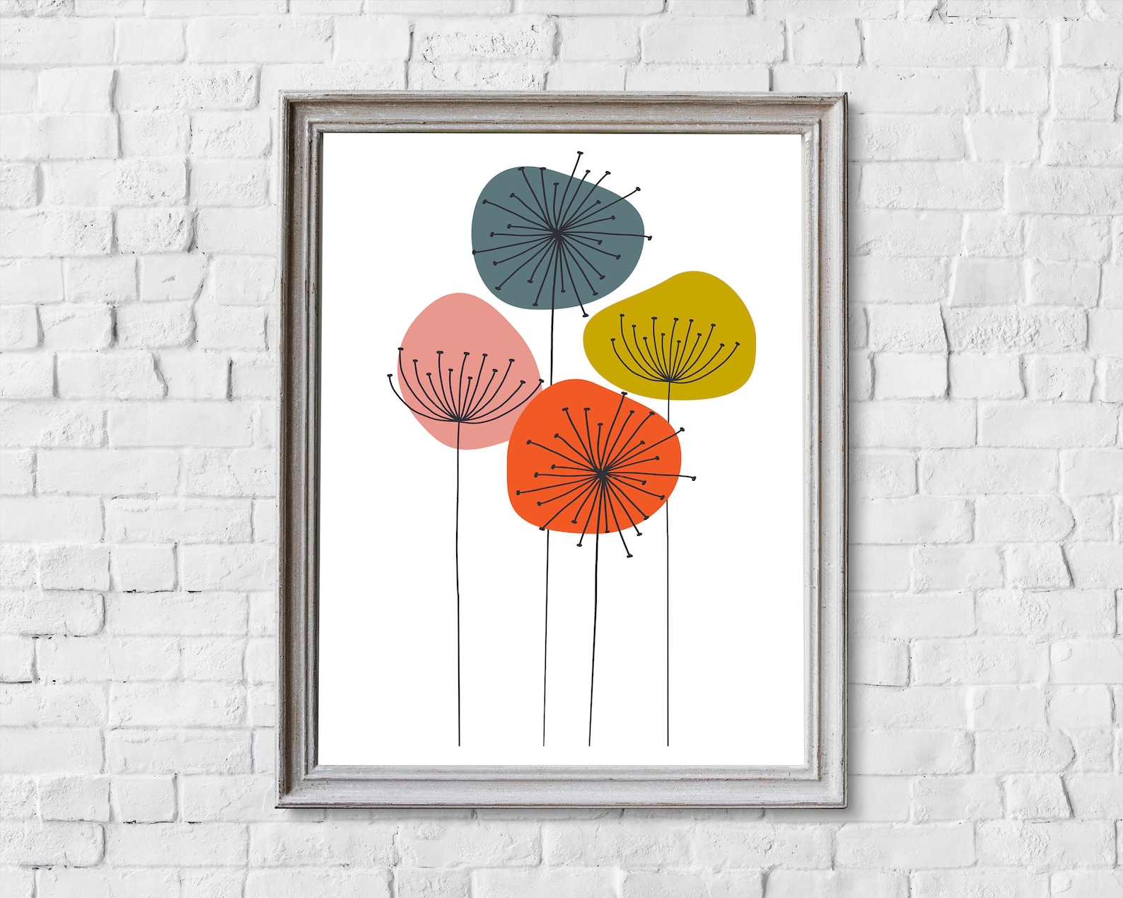Mid Century Modern Flower Retro Flower Print Mid Century - Etsy UK