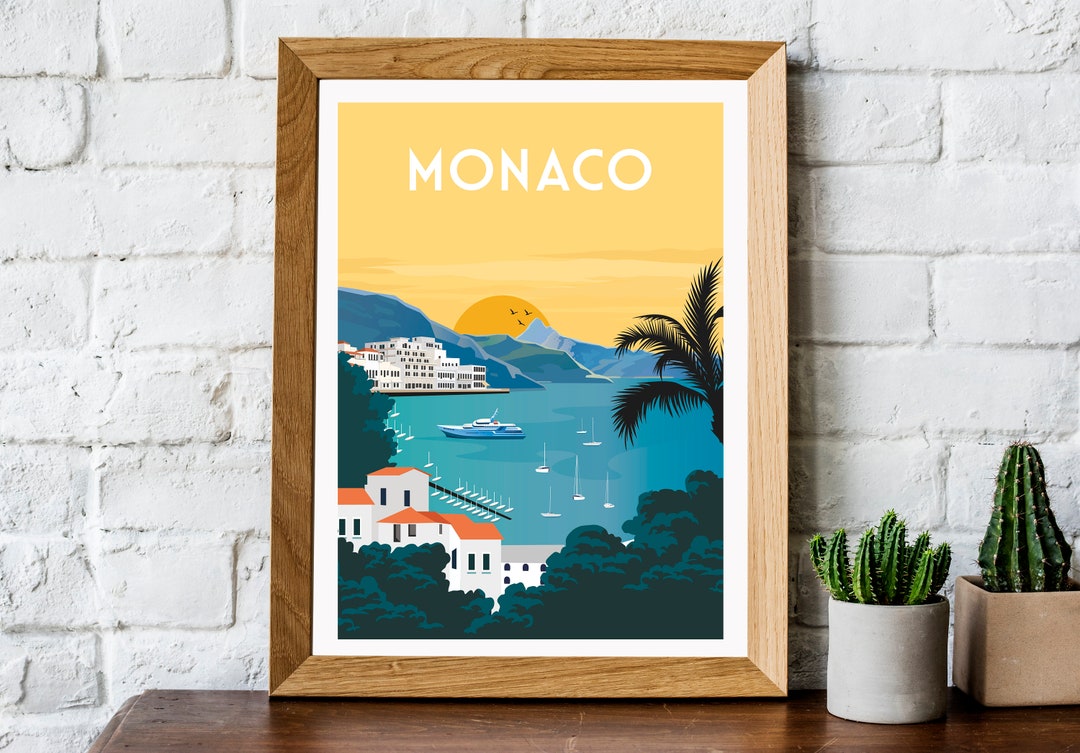 Monaco Travel Print, Monte Carlo Poster, Monaco Poster, Monaco Travel ...