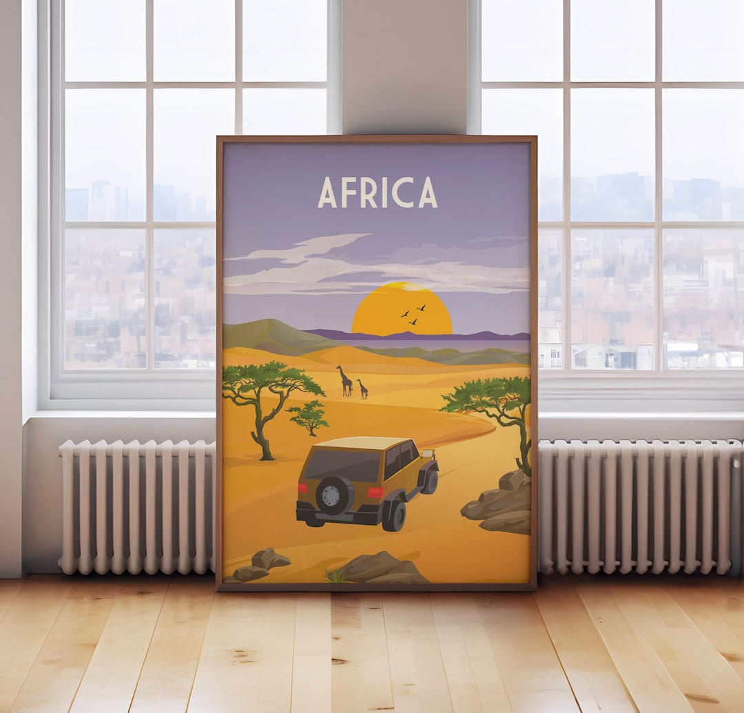 Retro Africa Safari Travel Poster: Flat Design Print - Etsy