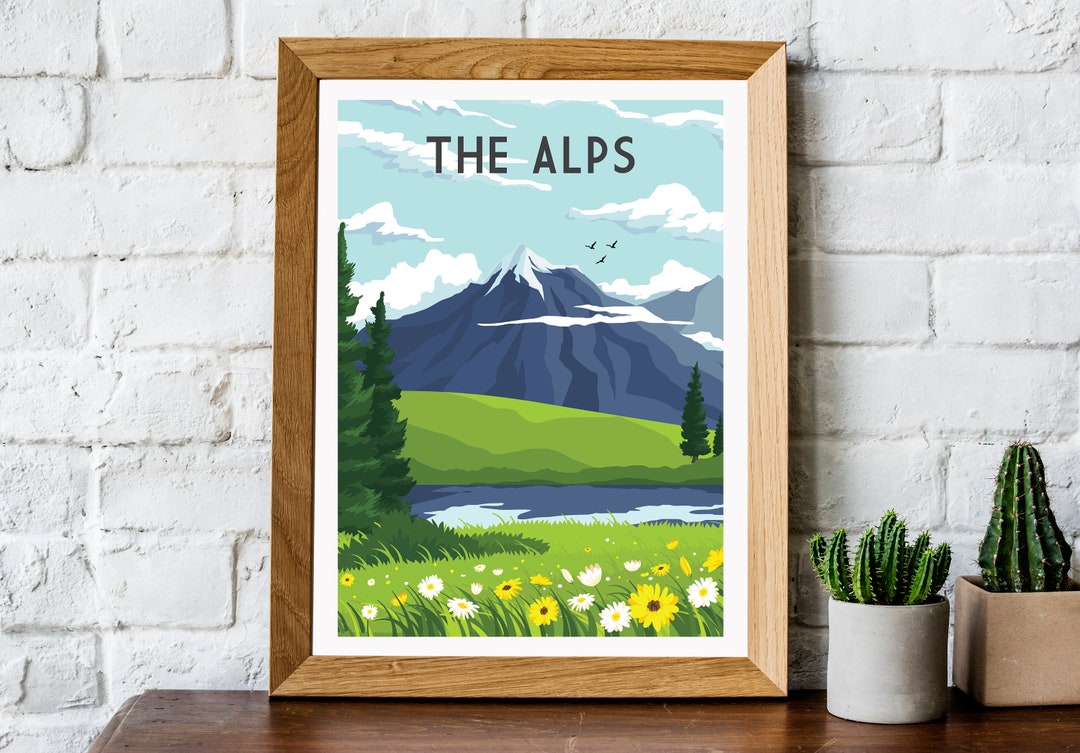 The Alps Poster, Switzerland Travel Print, the Alps Print, Austria ...