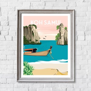 Koh Samui Travel Poster: Retro Thailand Wall Art - Etsy UK