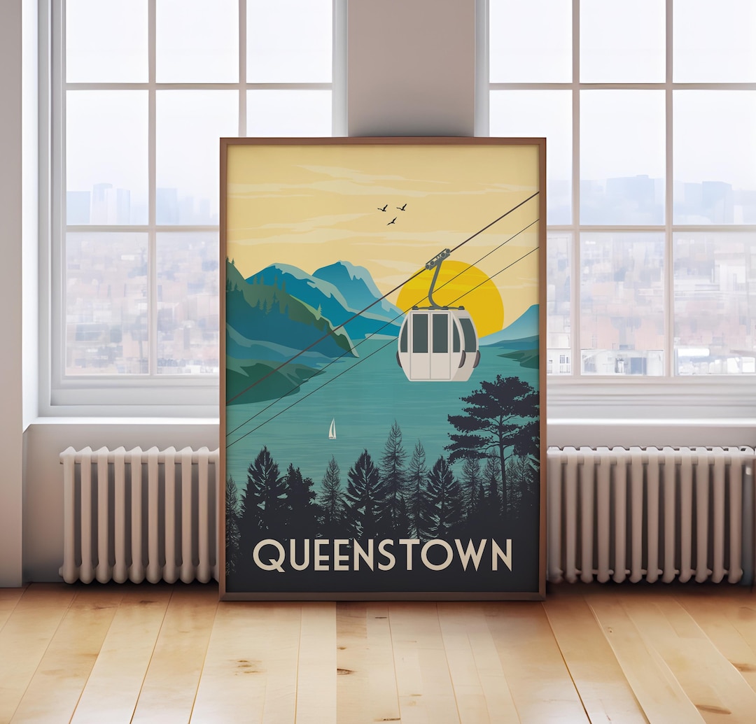 Queenstown Travel Poster: Retro New Zealand Print - Etsy