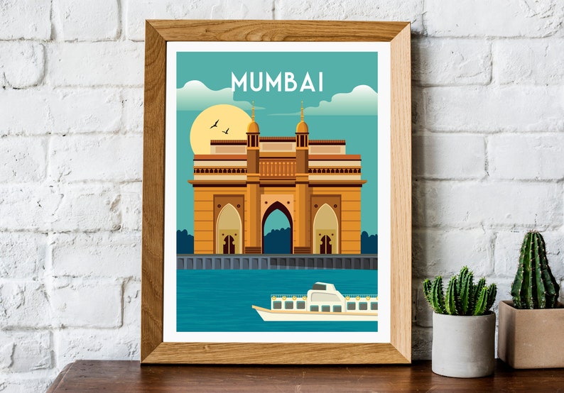 Mumbai travel poster Mumbai print Mumbai travel print | Etsy