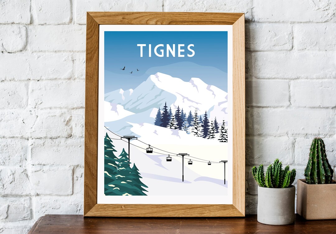 Tignes Travel Poster, Tignes Print, Tignes Skiing Print, Tignes Travel ...