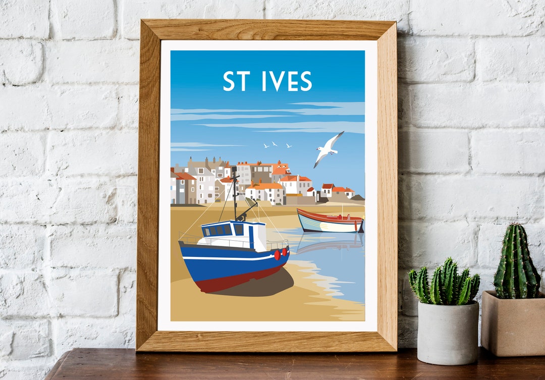 St Ives Travel Print, Retro Cornwall Print, St Ives Poster, St Ives ...