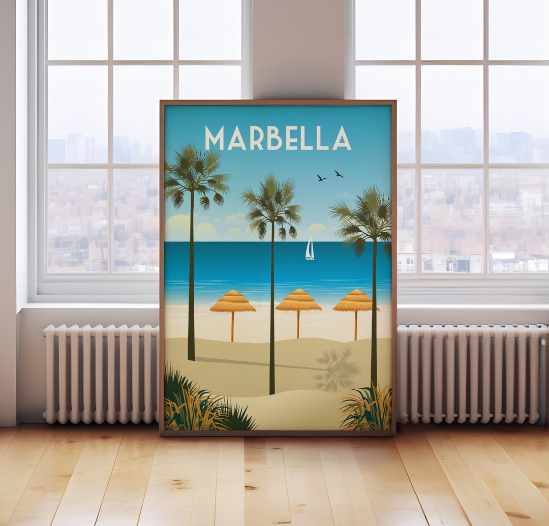 Marbella Travel Poster, Marbella Travel Print, Marbella Poster, Retro ...