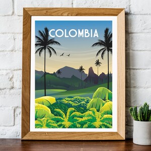 Retro Colombia Travel Poster: Vintage Style Print - Etsy