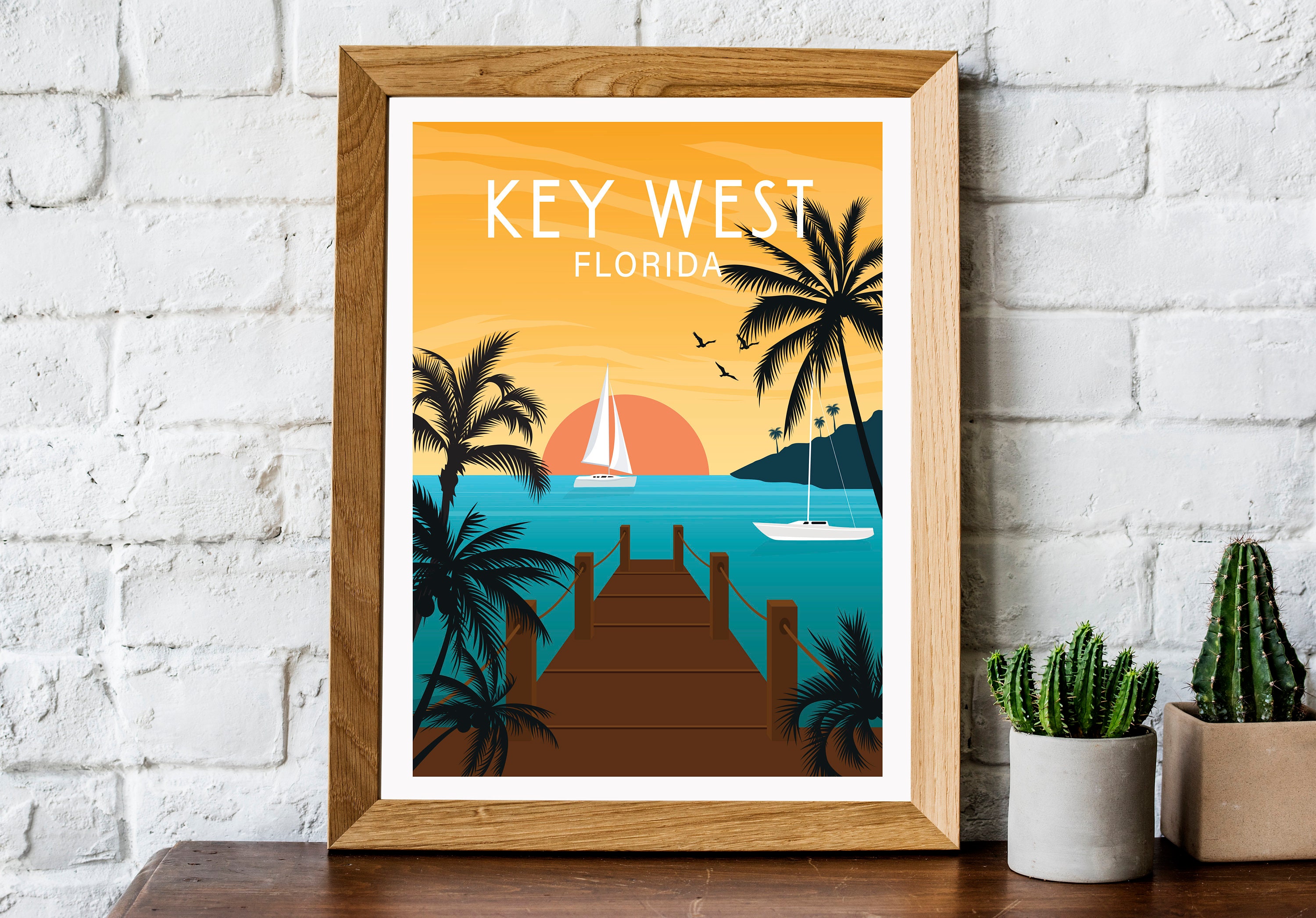 Key West print Florida travel poster Key West travel print | Etsy
