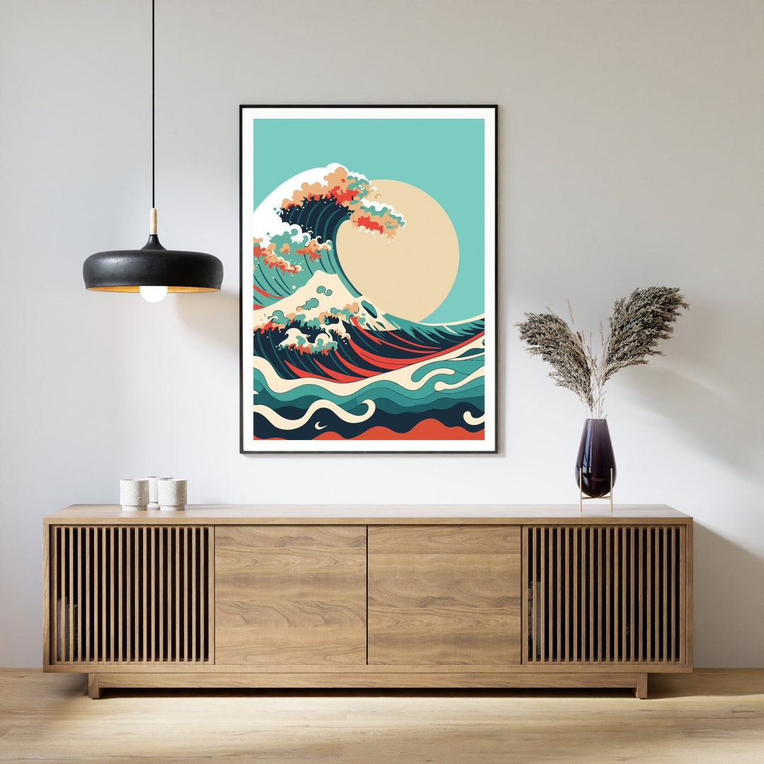 Retro japanische Welle, Wellendruck, japanische Welle Poster, Retro ...