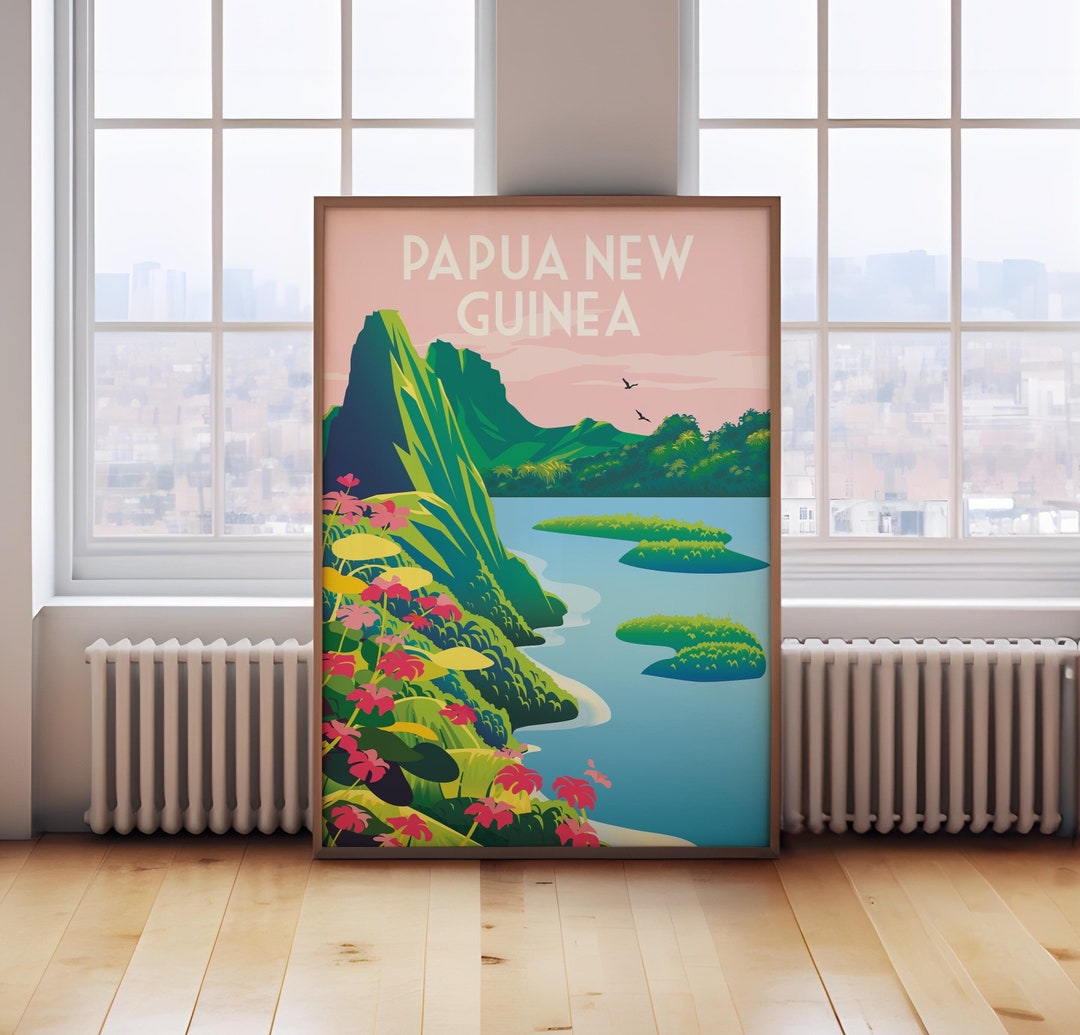 Papua New Guinea Travel Print, Retro Papua New Guinea Poster, Papua New ...