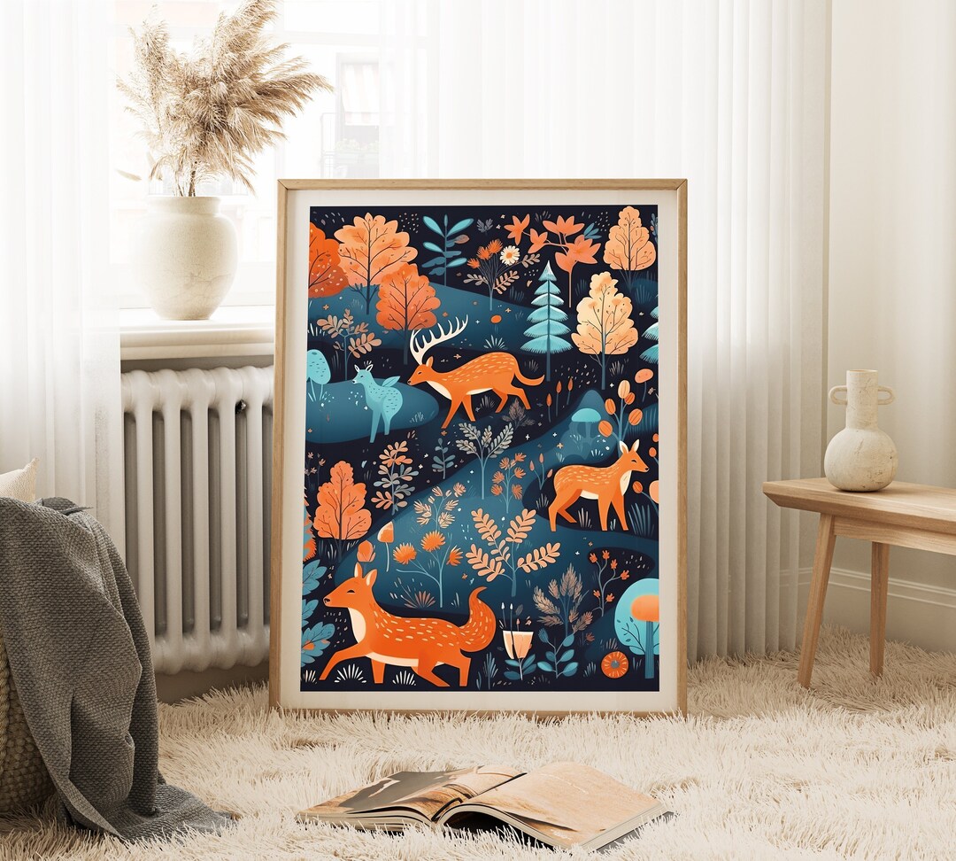 Scandi Animals Print, Scandinavian Wall Art, Stag Print, Fox, Scandi ...