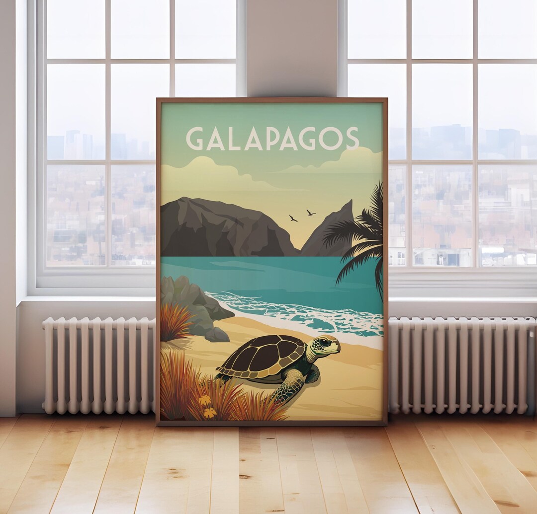 Galapagos Islands Travel Poster: Retro Flat Design Print - Etsy
