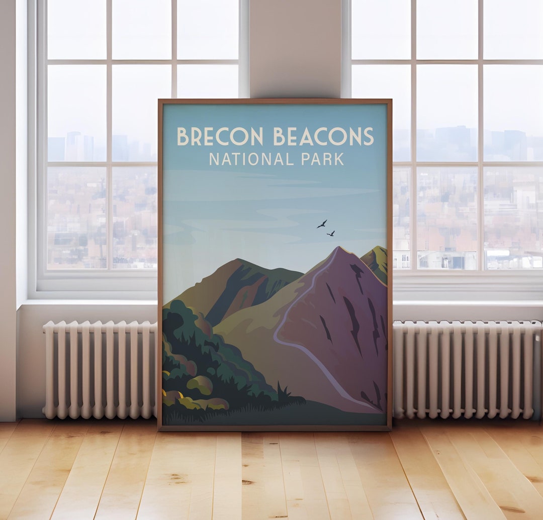 Brecon Beacons Print, Wales Travel Poster Brecon Beacons Travel Poster ...