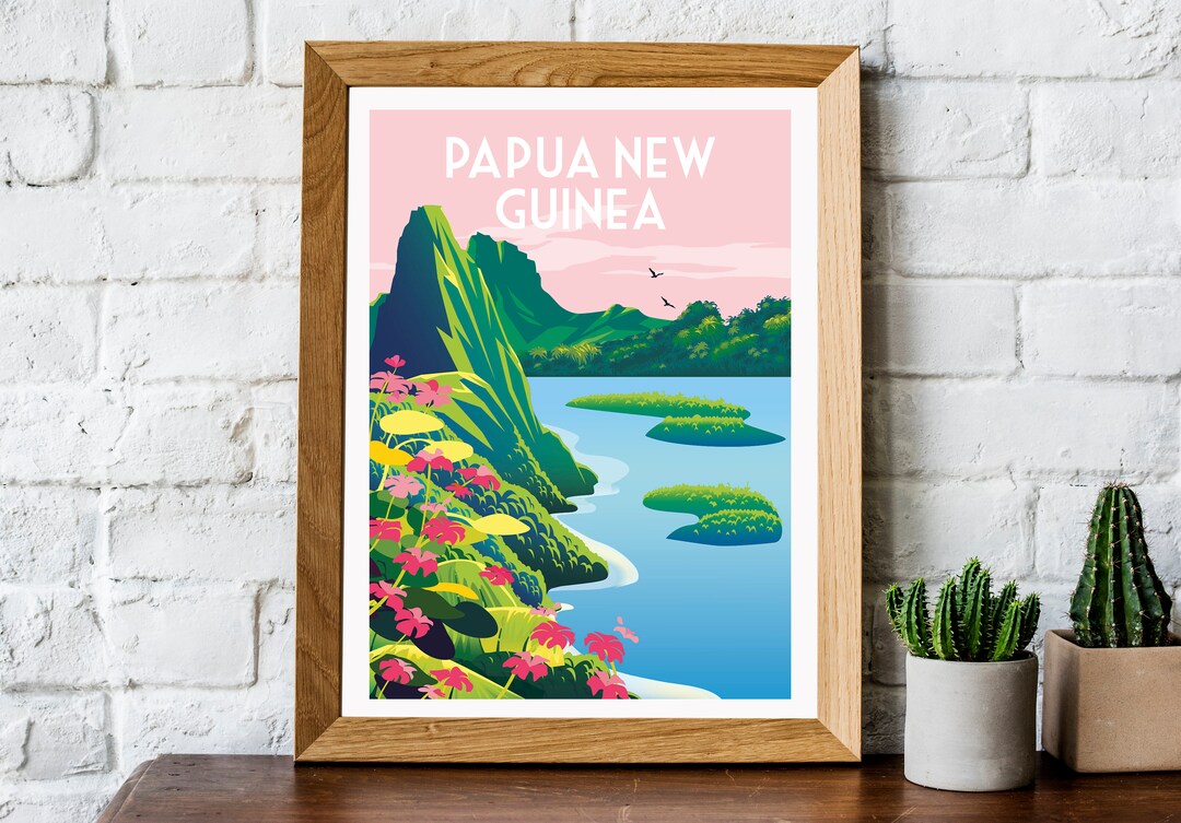 Papua New Guinea Travel Print, Retro Papua New Guinea Poster, Papua New ...