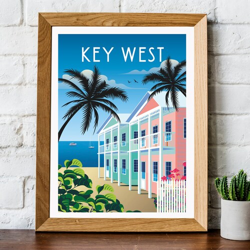 Florida Travel Print Key West Original Illustration - Etsy