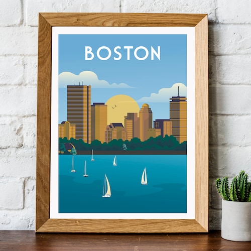 Boston Massachusetts Vintage Travel Poster - Etsy