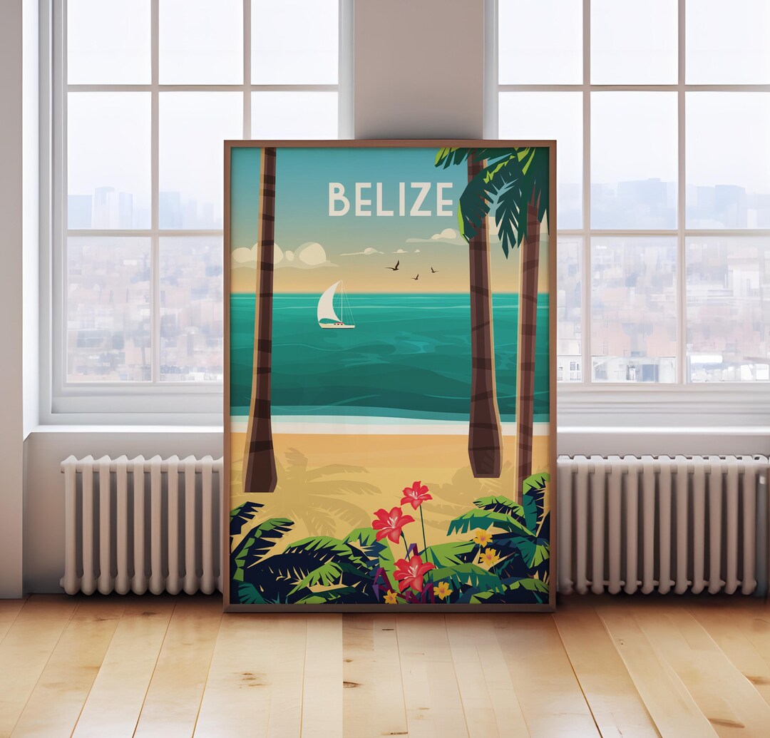 Belize Travel Poster: Retro Style Wall Art Print - Etsy