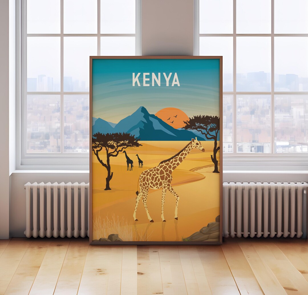 Retro Kenya Travel Poster: Safari Wall Art Print - Etsy