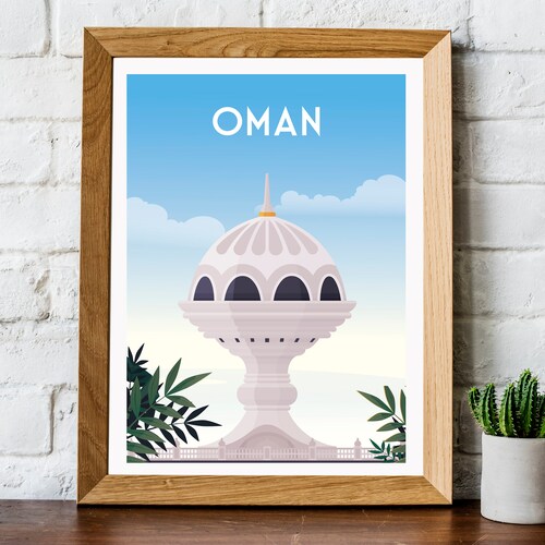 Muscat Oman Travel Poster City Print Mosque Drawing Opera - Etsy