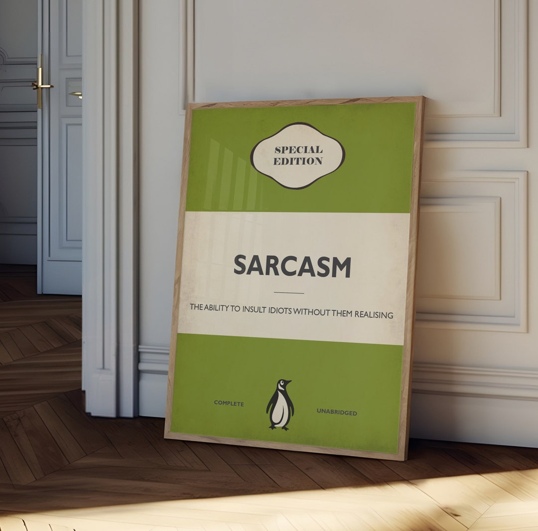 Funny 'sarcasm' Book Cover Print: Quote Print, Office Wall Art - Etsy