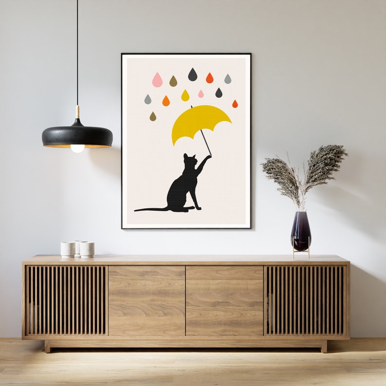 Retro Cat Print Cat Wall Art Cat Poster Cat Gift Cat - Etsy